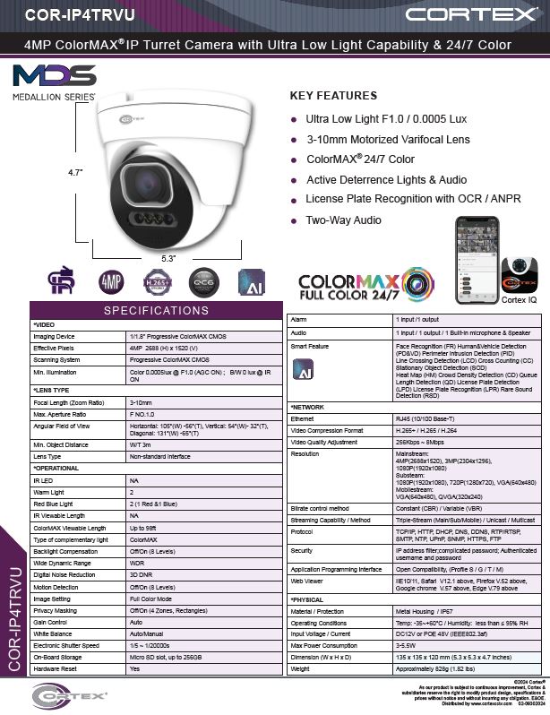 Medallion ColorMax 4MP IP Outdoor Turret Security Camera with F1.0 Wide ...